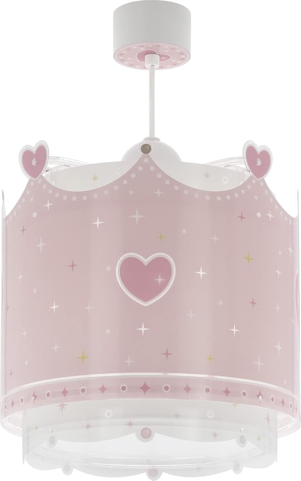 Lampada Da Soffitto per Bambini Little Queen Corona Di Cuori Rosa ...