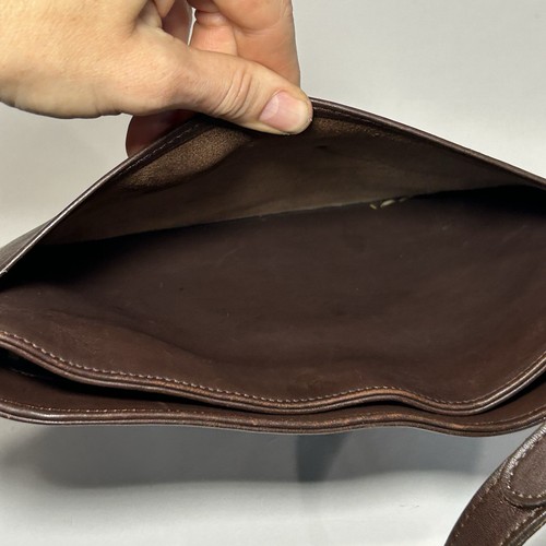 VINTAGE COACH CROSSBODY SHOULDER BAG #4143 BROWN LEATHER BRASS ZIPPED ...