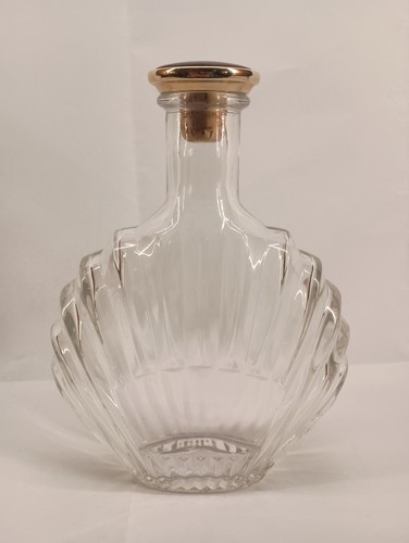 Vintage Clear Glass Sea Shell Shaped Decanter With Leather Cork Stopper ...