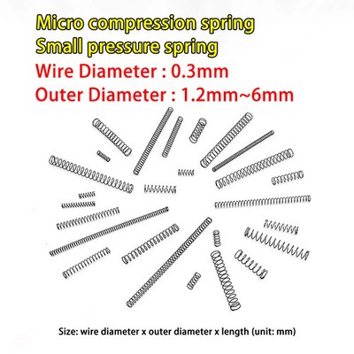 0.3mm WD SUS304 steel Micro compression spring 5mm OD small pressure ...