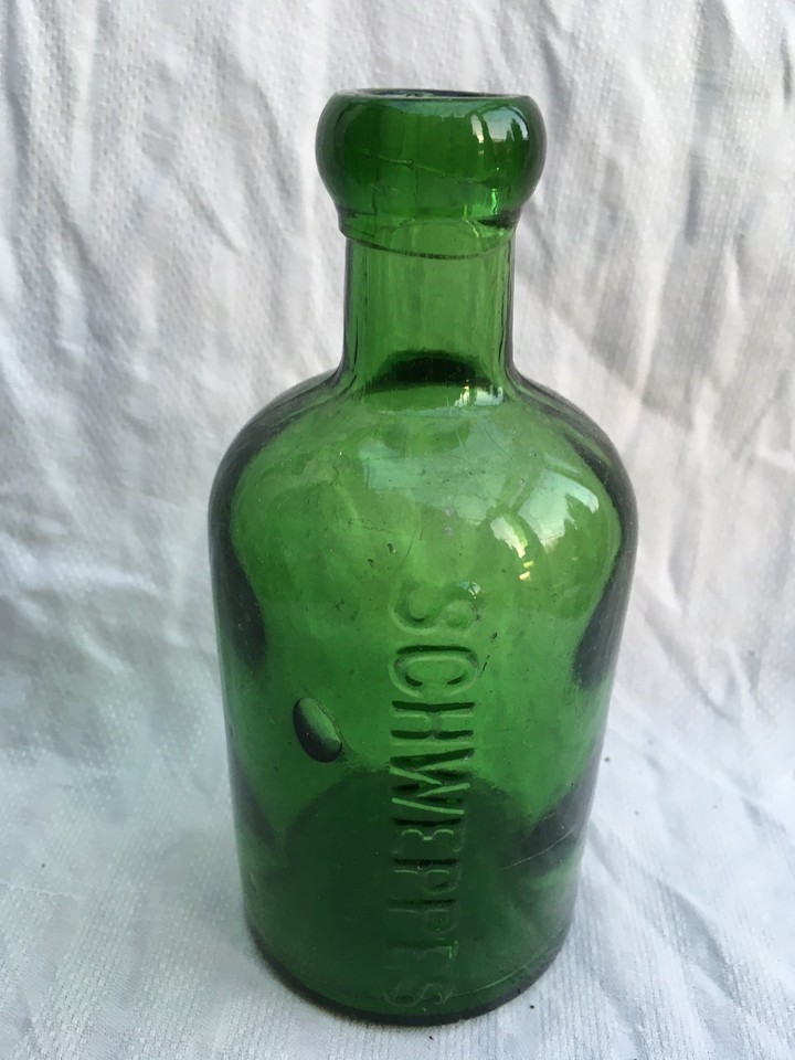 SCHWEPPES green dumpy seltzer bottle c1890-1920 | eBay