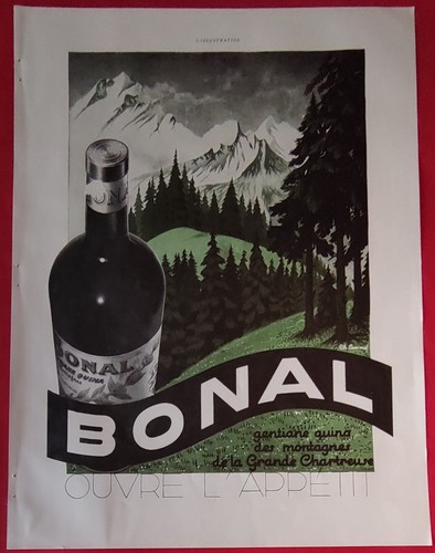 Publicité presse Apéritif BONAL Chartreuse ill LEMMEL & Café du Brésil ...