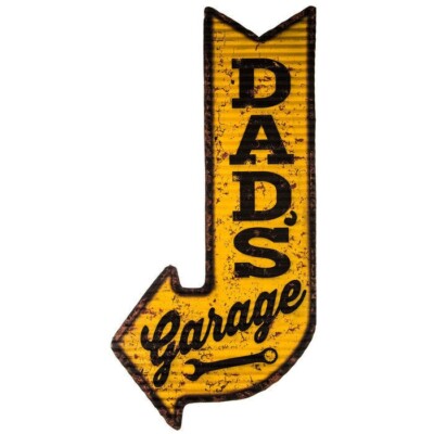 METAL DAD'S GARAGE ARROW DECOR SIGN Corrugated metal garage mancave | eBay