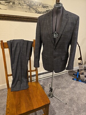 Lauren Ralph Lauren Suit 40R 32Wx30L Brown Gray 100% Wool | eBay
