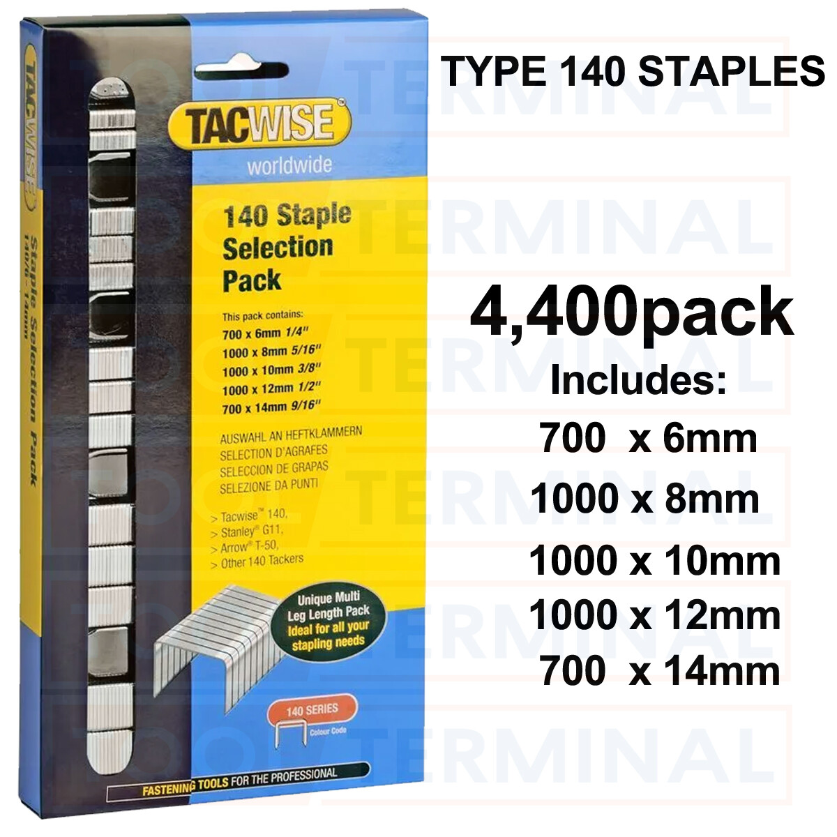 Tacwise Type 140 Series Staples 6 8 10 12 14mm fit Stanley G 4/11/140 ...