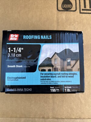 GRIP-RITE ROOFING NAILS 1-1/4" Electrogalvanized Smooth Shank Count ...