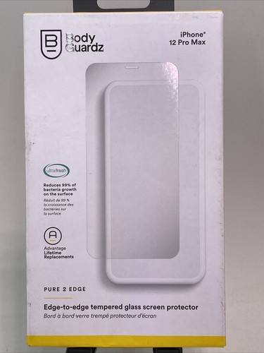 BodyGuardz Pure-2-Edge Antimicrobial Glass Screen Protector iPhone 12 ...