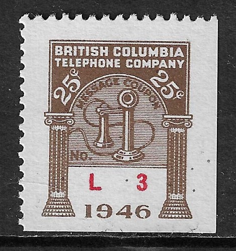 CANADA REVENUE - #BCT149 -1946 BRITISH COLUMBIA TELEPHONE FRANK MNG ...