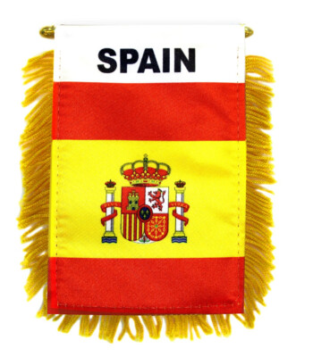 1 Dozen Spain Mini Banner Flag 4x6in Rear view Mirror Flag | eBay