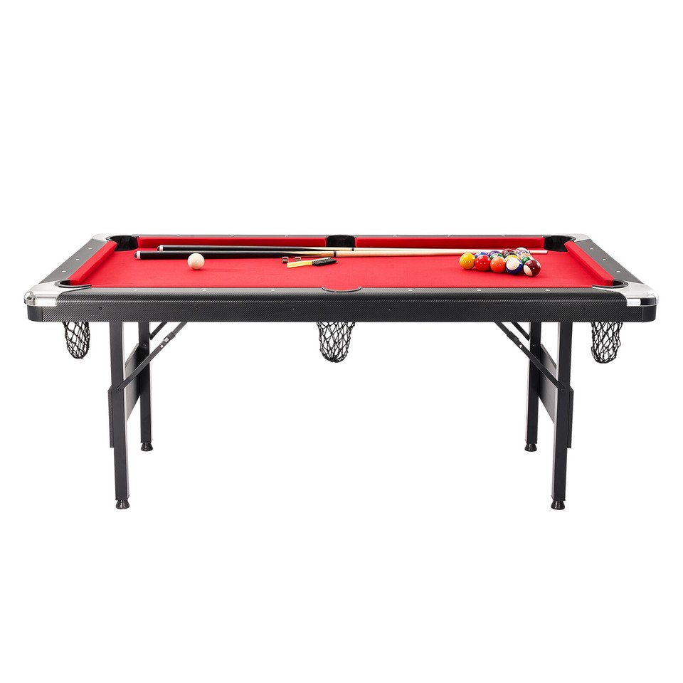 Uimoso 6.3ft Billiards Table Portable Pool Table Red Cloth for Family ...