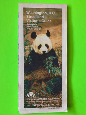Vintage 1990 Washington DC Street and Visitors Guide AAA Travel Road ...