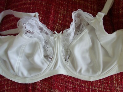 Pretty Secrets SZ106 *IVY* White U/W Floral Lace Panel Full Cup Bra 44C ...