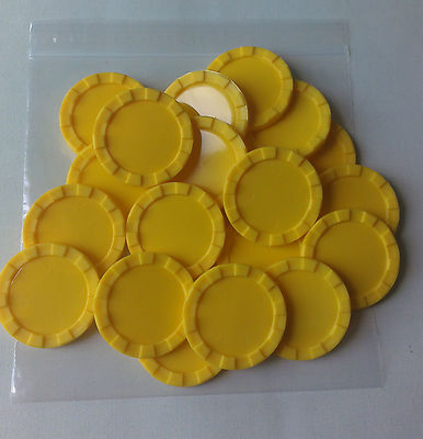 Stacking counters (New pack of 20 yellow stacking counters 40mm diam x ...