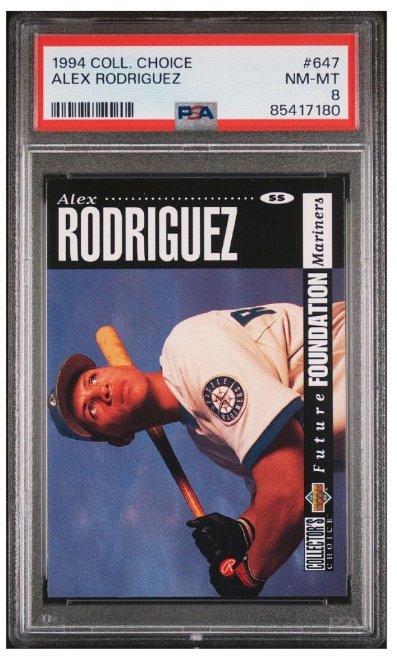 1994 COLLECTORS CHOICE WHITE LETTER # 647 ALEX RODRIGUEZ RC PSA 8 NM-MT ...