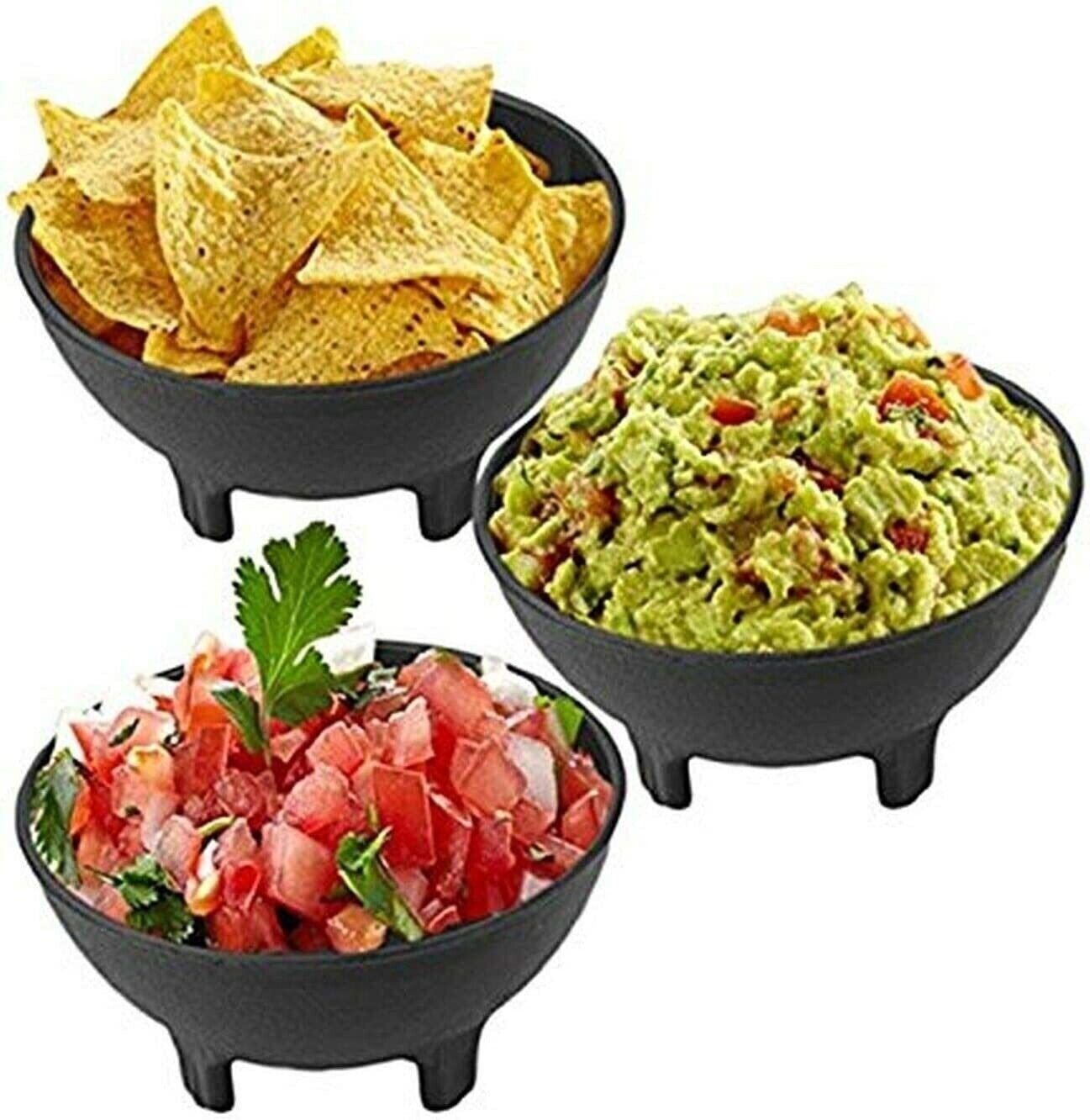 3pc Salsa Bowl Set Plastic Mexican Chips Guacamole Bowls Serving Dishes ...