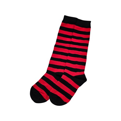 Girls Striped Knee Socks Dancing Fancy Dress Party Rainbow Red Black ...