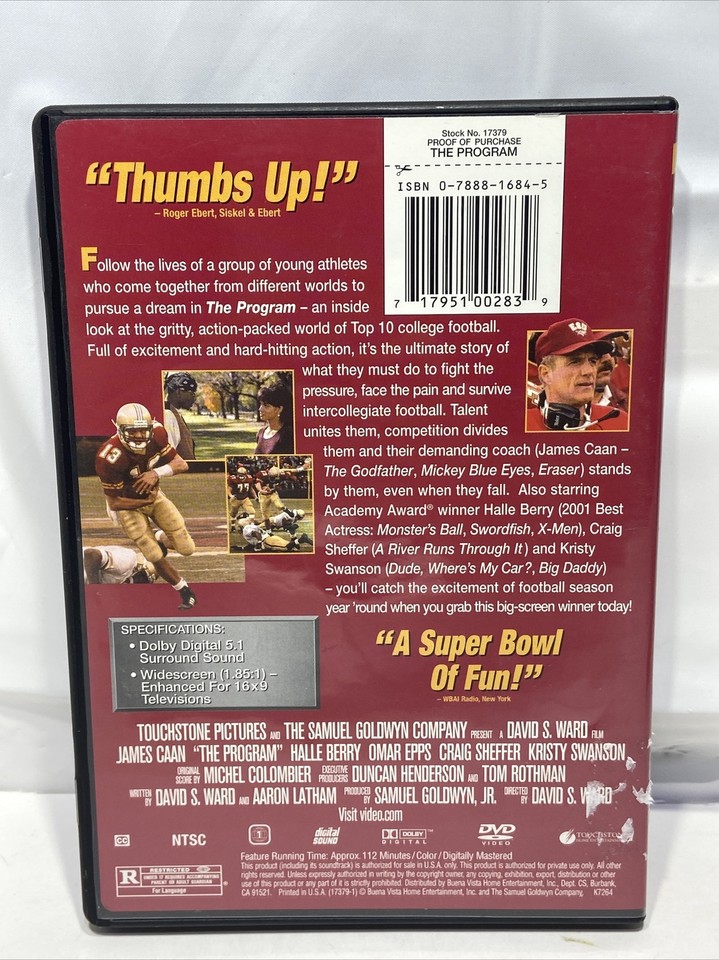 The Program (DVD, 1993) Widescreen - James Caan, & Halle Berry | eBay