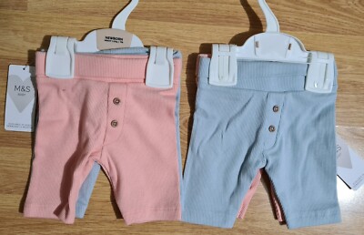 2x2 M&S baby girl/boy LEGGINGS bundle NEWBORN pastel pink/powder blue ...