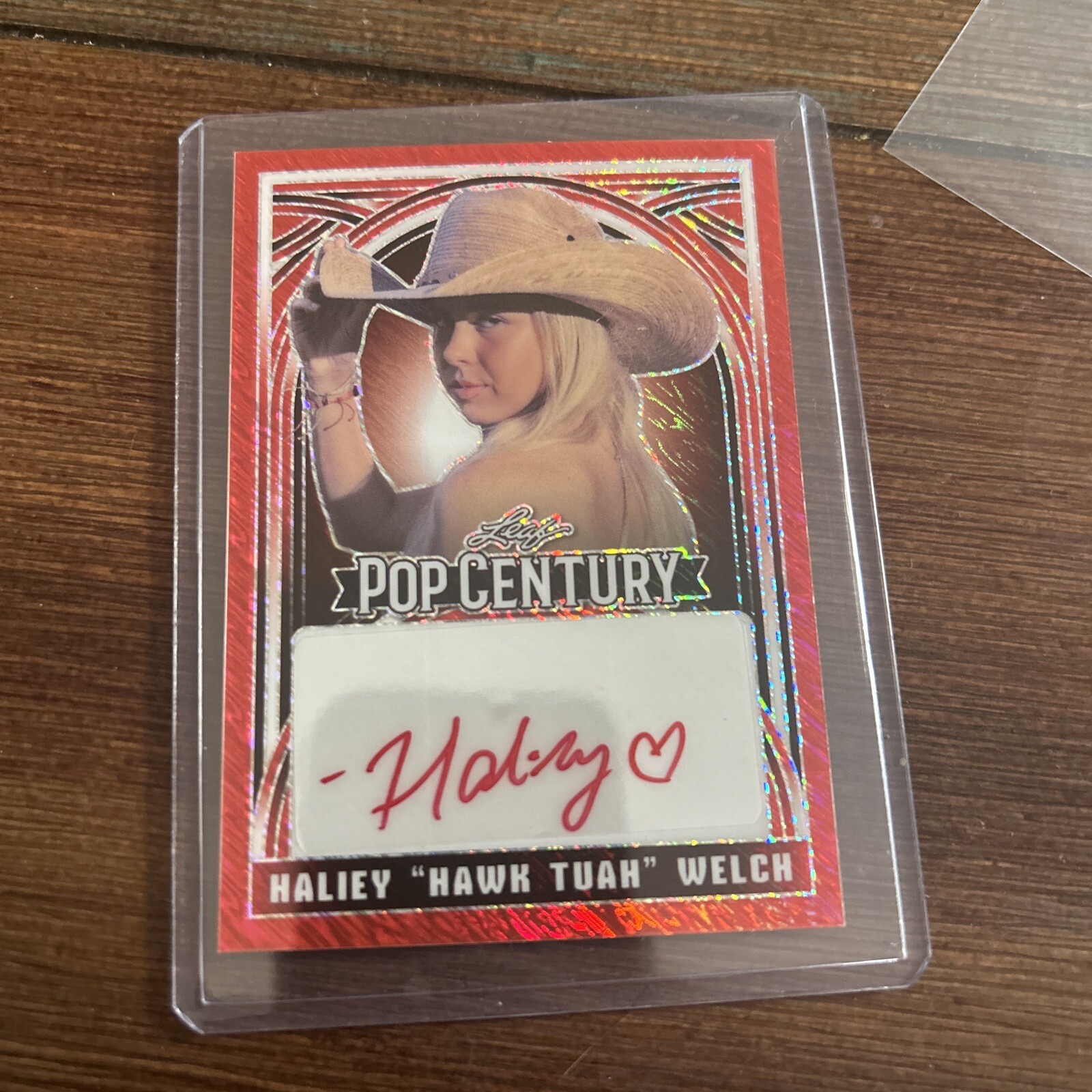 Hailey Hawk Tuah Welch 6/10 Leaf Auto Card Rare Red | eBay