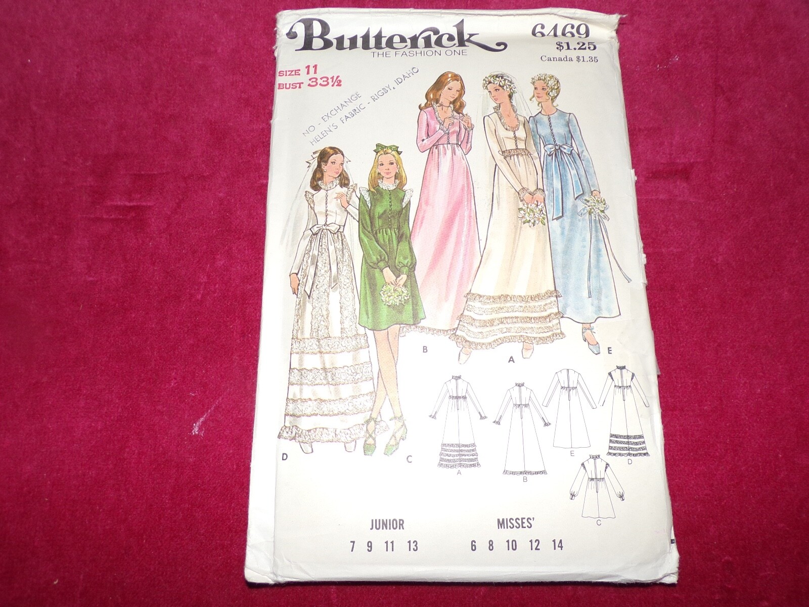 💐1971 BUTTERICK #6469 - LADIES STUNNING BRIDAL - BRIDESMAID GOWNS ...