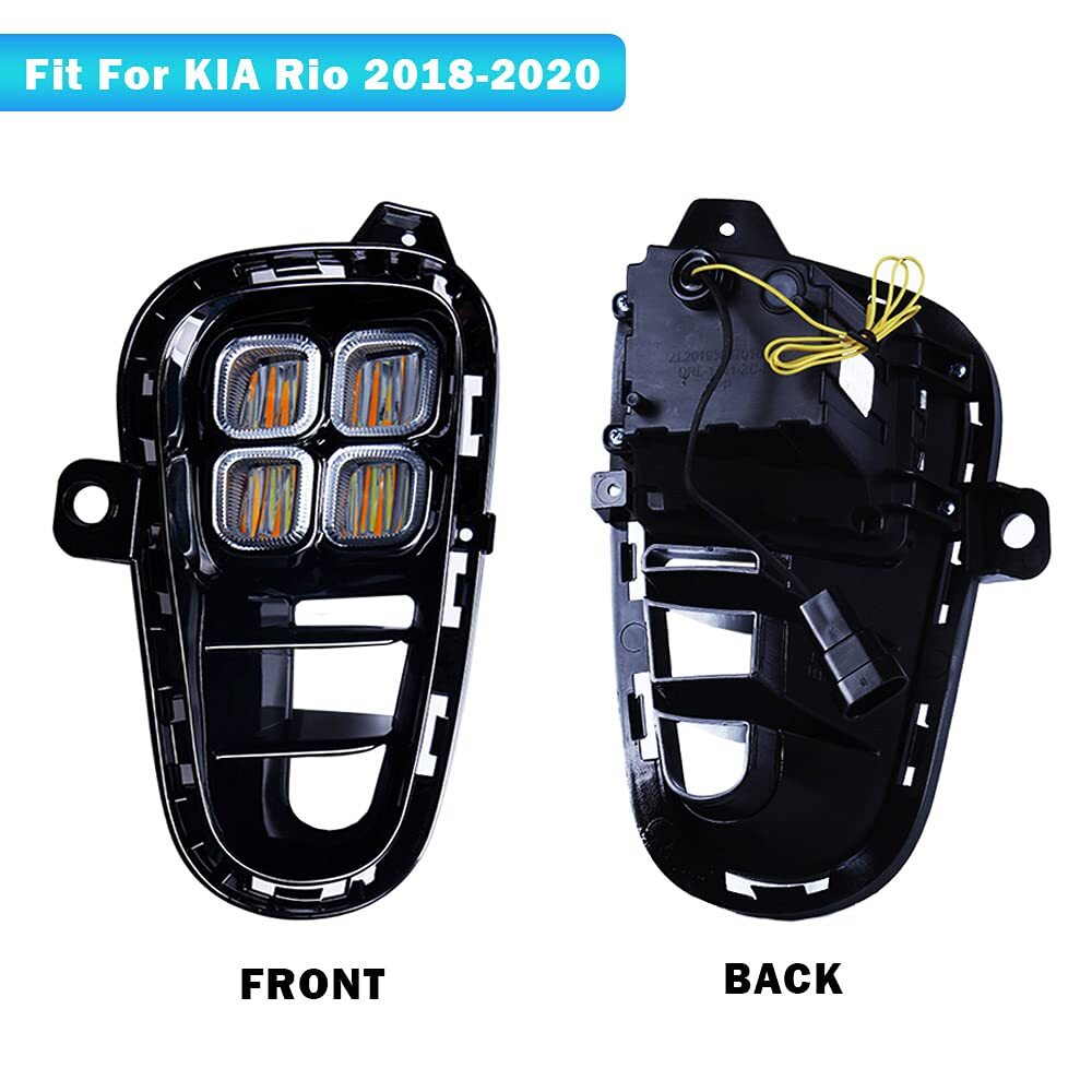 For 2018-2020 KIA Rio LED DRL Fog Light Kit w/ Turn Signal Front Bumper ...