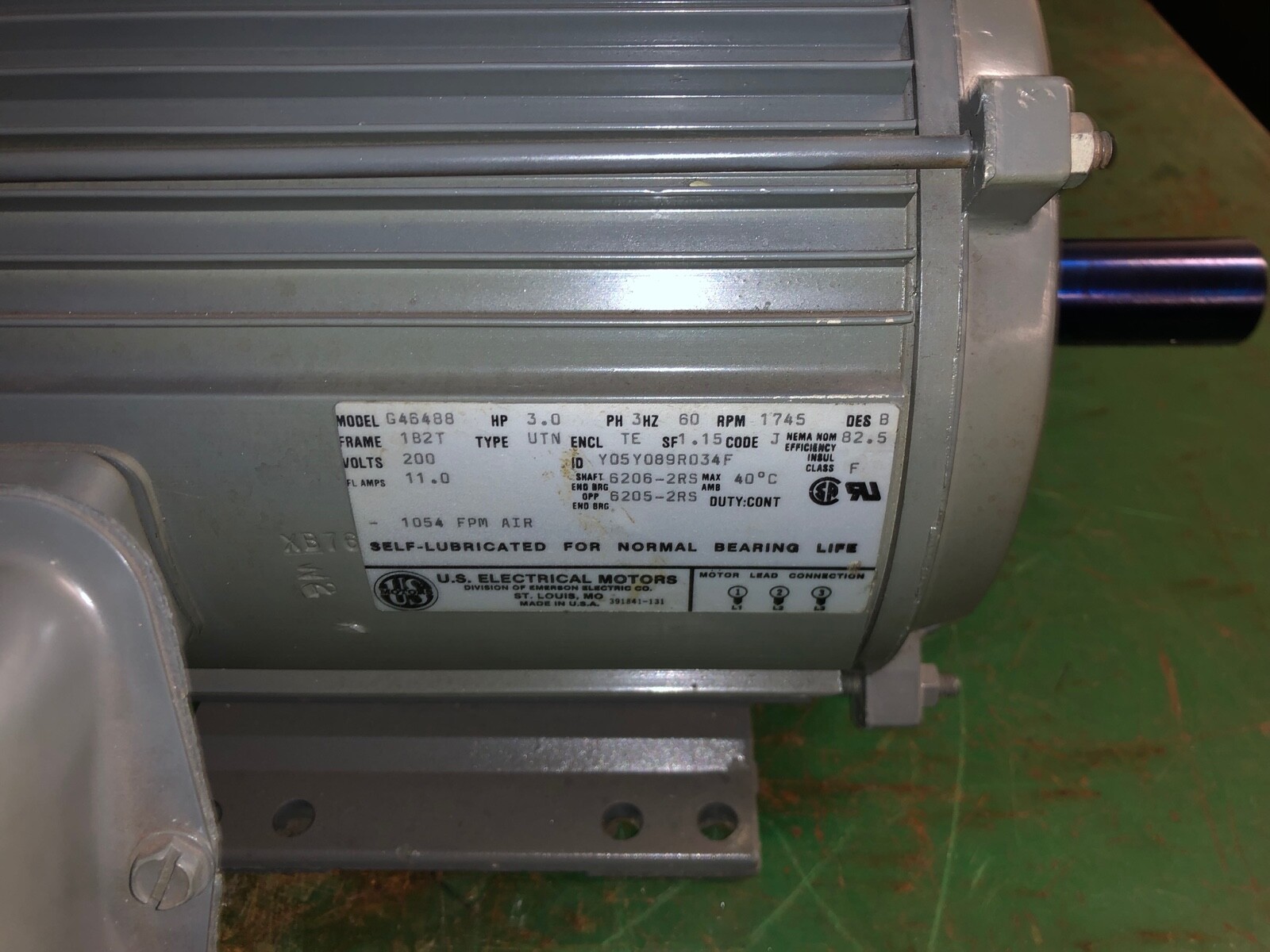 US Motors G43488 3HP 1745RPM 182T Frame 200V | eBay