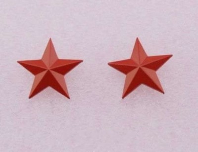 PAIR OF CHINESE ARMY PLA CAP BADGE MILITARY UNIFORM INSIGNIA PIN RED ...