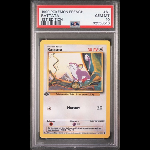 Carte Pokémon PSA 10 Rattata 61/102 Édition 1 Wizards Set de Base ...