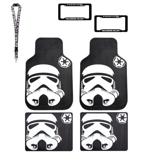 New 7pc Storm Trooper Car Truck Rubber Floor Mats License Plate Frames ...