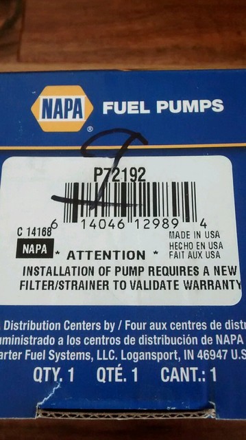 Electric Fuel Pump NAPA P72192 for sale online | eBay