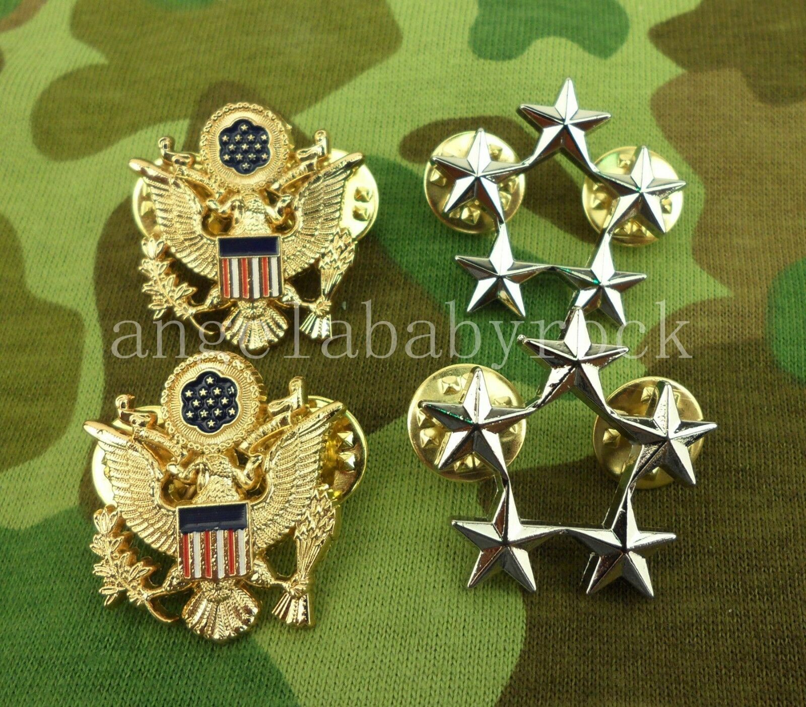WW2 US ARMY FIVE-STAR RANK BADGE GENERAL OF THE ARMY INSIGNIA PINS,TWO ...