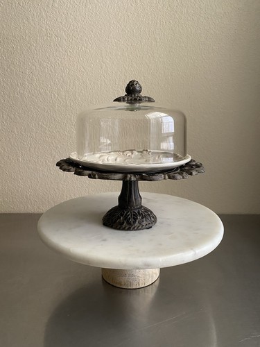 Gracious Goods (GG) Collection Acanthus Glass Domed Dessert Metal ...