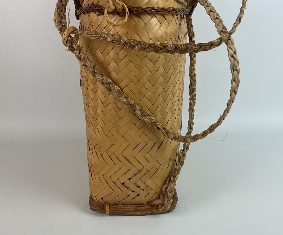 Pasiking Handmade Woven Bag Backpack Vintage Basket Tan Bamboo With Lid ...