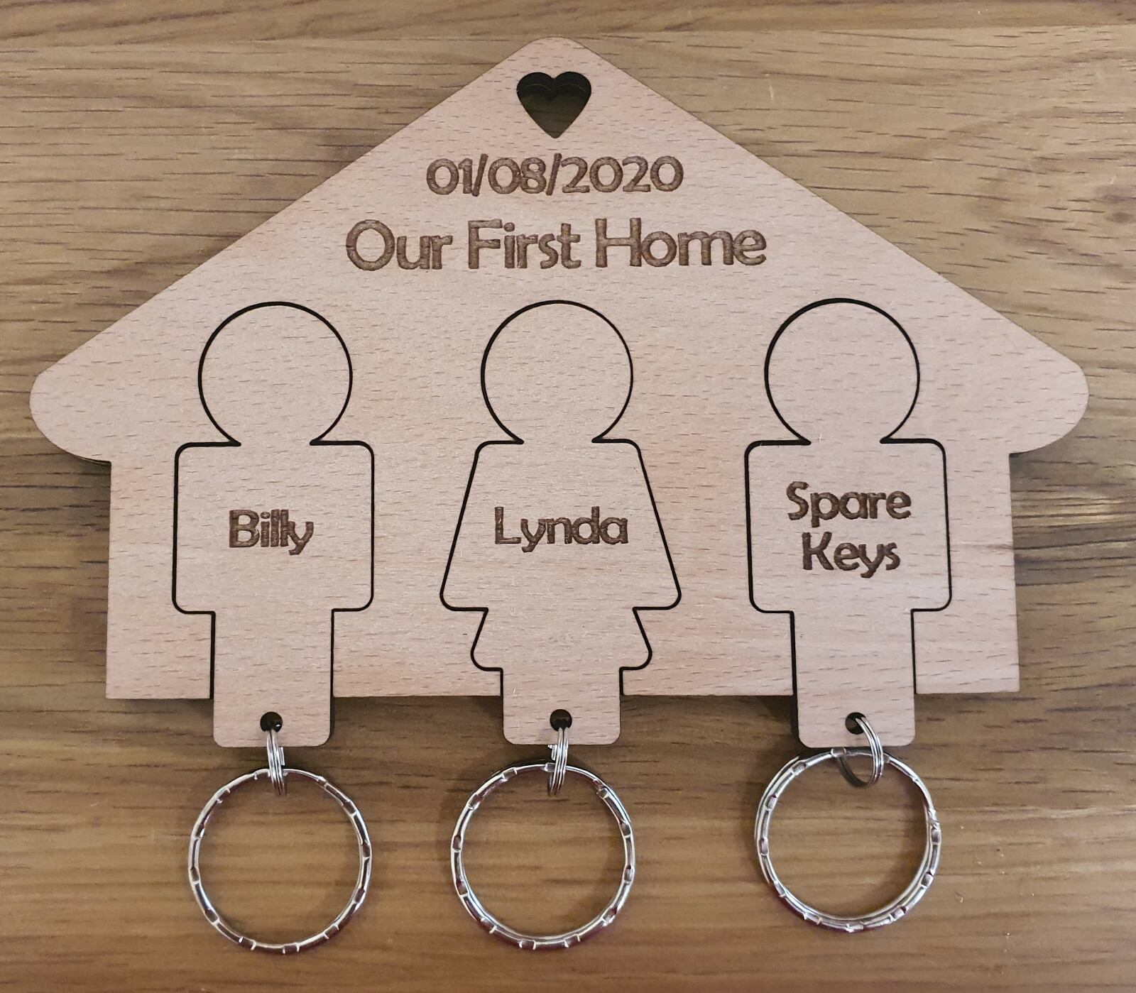 Personalised Wooden Key Holder Family Keyrings New Home Gift House ...