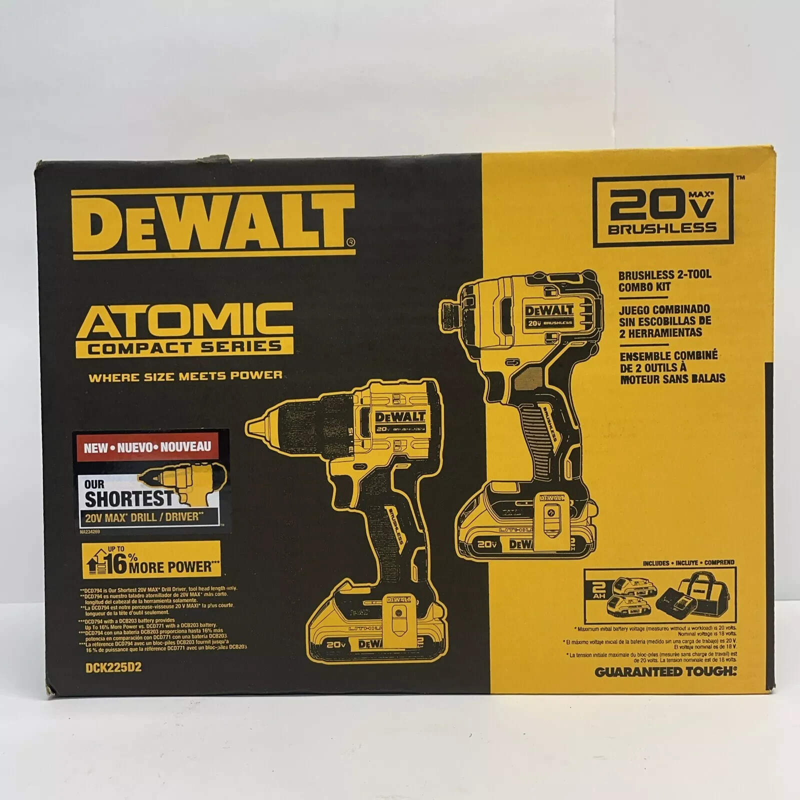 DeWALT ATOMIC Compact Series 20-Volt MAX Combo Kit DCK225D2 Brushless