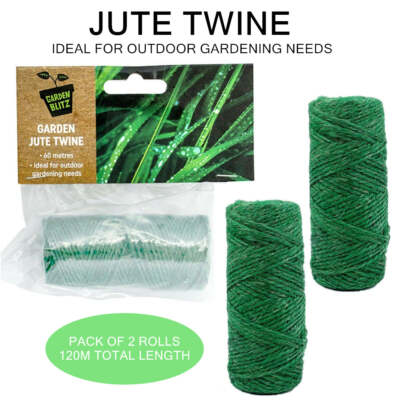 2 x Garden Jute Twine Roll Green Gardening String Rope DIY Craft Art ...