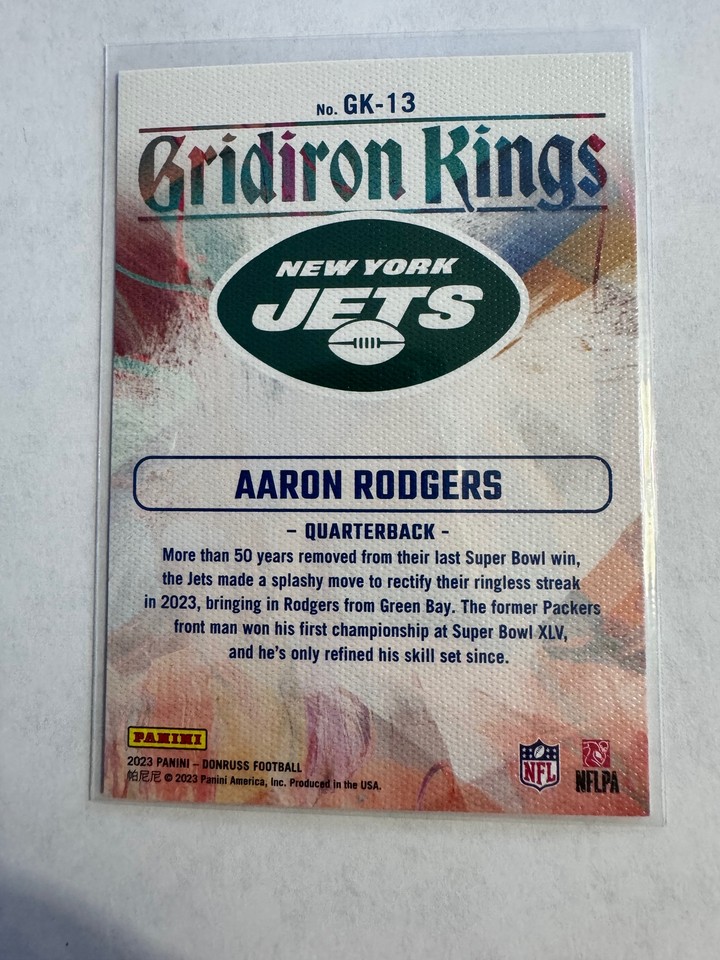 Aaron Rodgers 2023 Donruss #GK-13 Gridiron Kings NY Jets | eBay