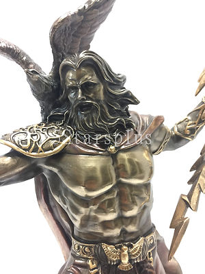 LARGE Zeus holding Thunderbolt W Eagle 20" Statue Sculpture figurine ...
