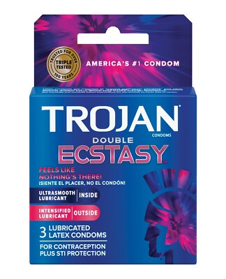 Trojan Double Ecstasy For Him & Her Lubricated Latex Male Condoms - 3 ...