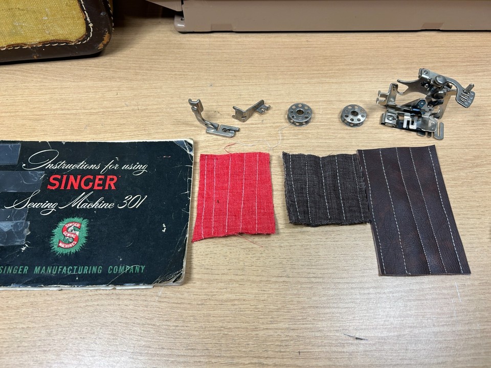Singer 301A Sewing Machine With Trapezoid Case And Accessories Serviced ...
