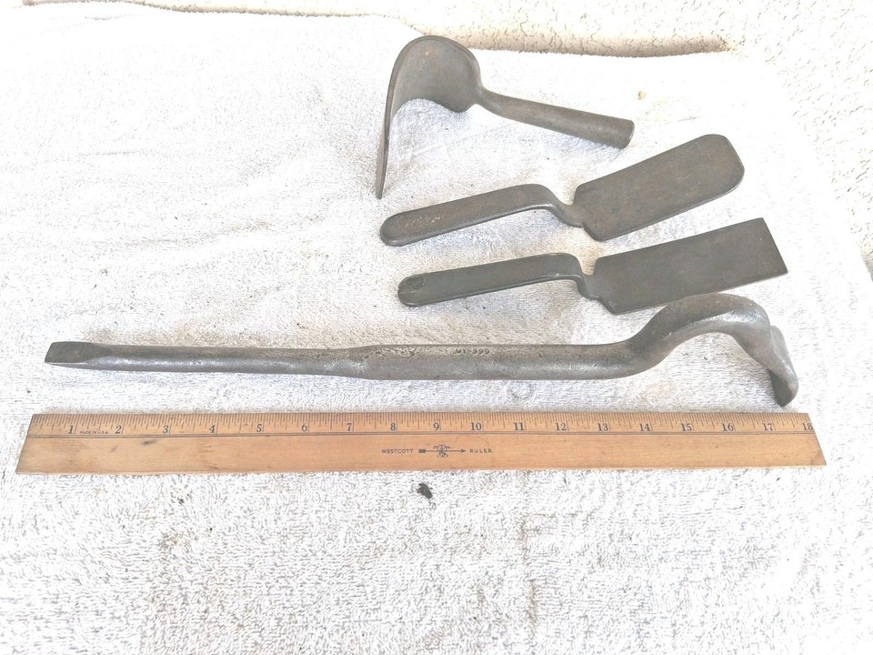 4 VTG Auto Body Spoon Dollies Martin & Drop Forged 1 Curved & Prybar GY ...