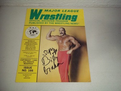 VINTAGE SUPERSTAR BILLY GRAHAM AUTOGRAPH SIGNED 1982 WRESTLING PROGRAM ...