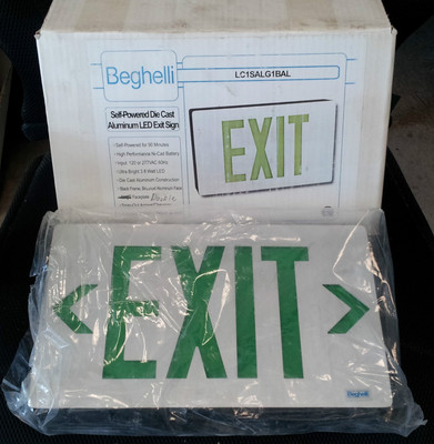 Beghelli Exit Light LED Aluminum W/Green Face LC1SALG1BAL | eBay