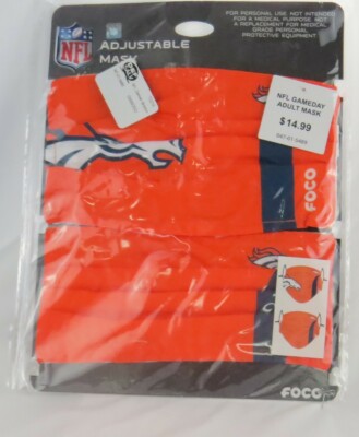 NFL Denver Broncos Adult Gameday Adjustable Face Covering - 2pk Mask | eBay