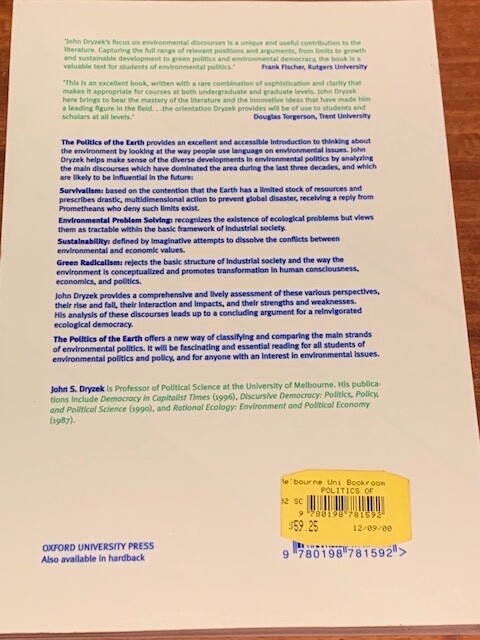 The Politics Of The Earth – John S. Dryzek | eBay