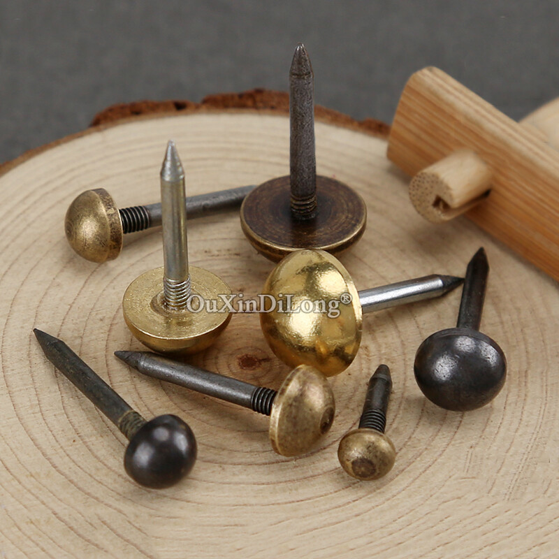 200PCS Solid Brass Nails Upholstery Tacks Decorative Tack Stud Doornail ...