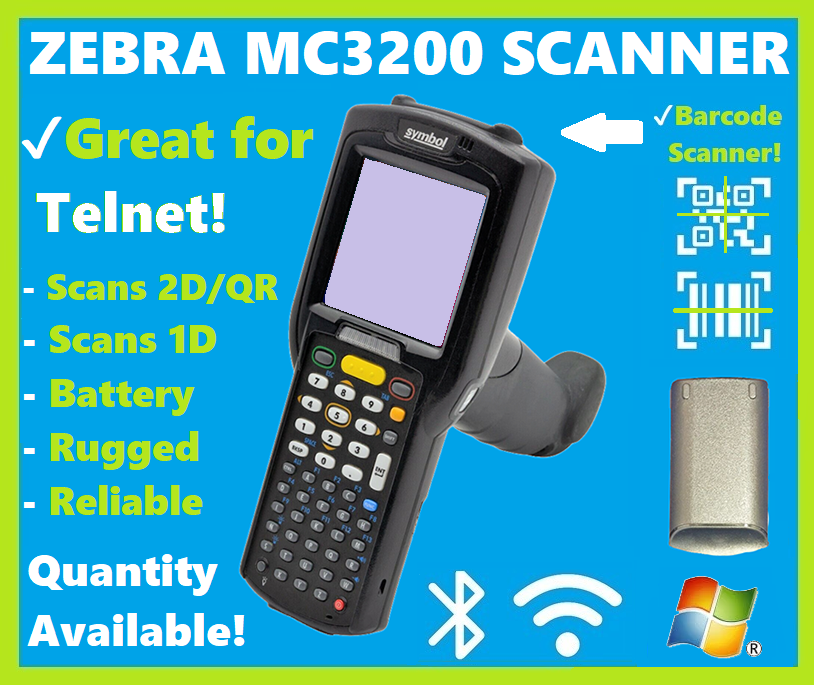 Zebra MC32N0-GI4HCHEIA Wireless Barcode Scanner 1D/2D/QR Windows CE7 ...
