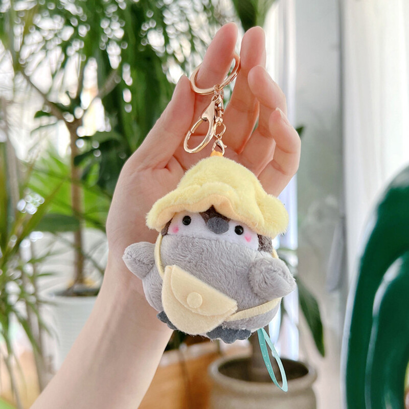 Cartoon Tourist Hat Penguin Keychain Cute Penguin Plush Key Ring Bag ...