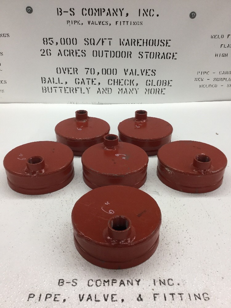 Grooved End Drain Cap Fitting 6" IPS W/ 1" FNPT Threaded Outlet | eBay