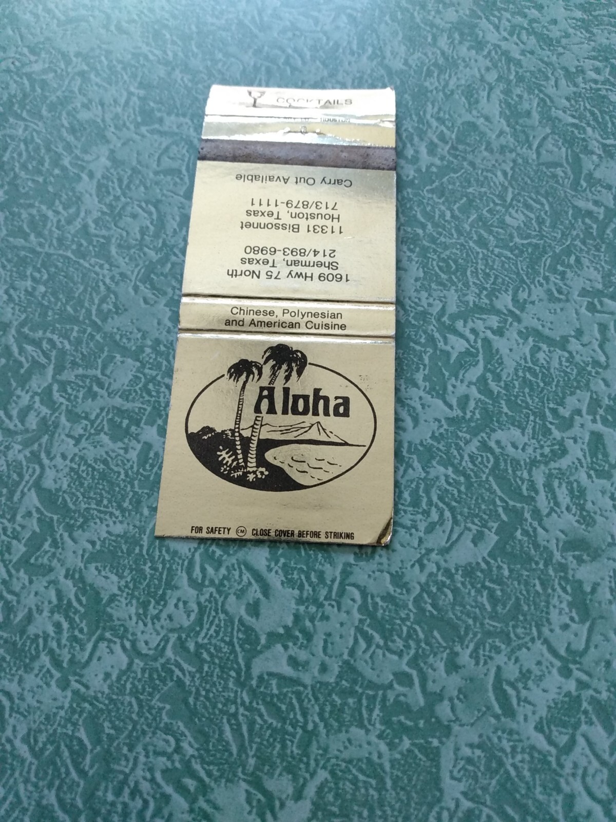 Vintage Matchbook Ephemera Collectible A24 Houston Texas Sherman aloha | eBay